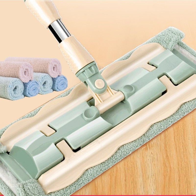 Flat Mop with Stainless Steel Handle with Reusable Washable Mop Cloths ...